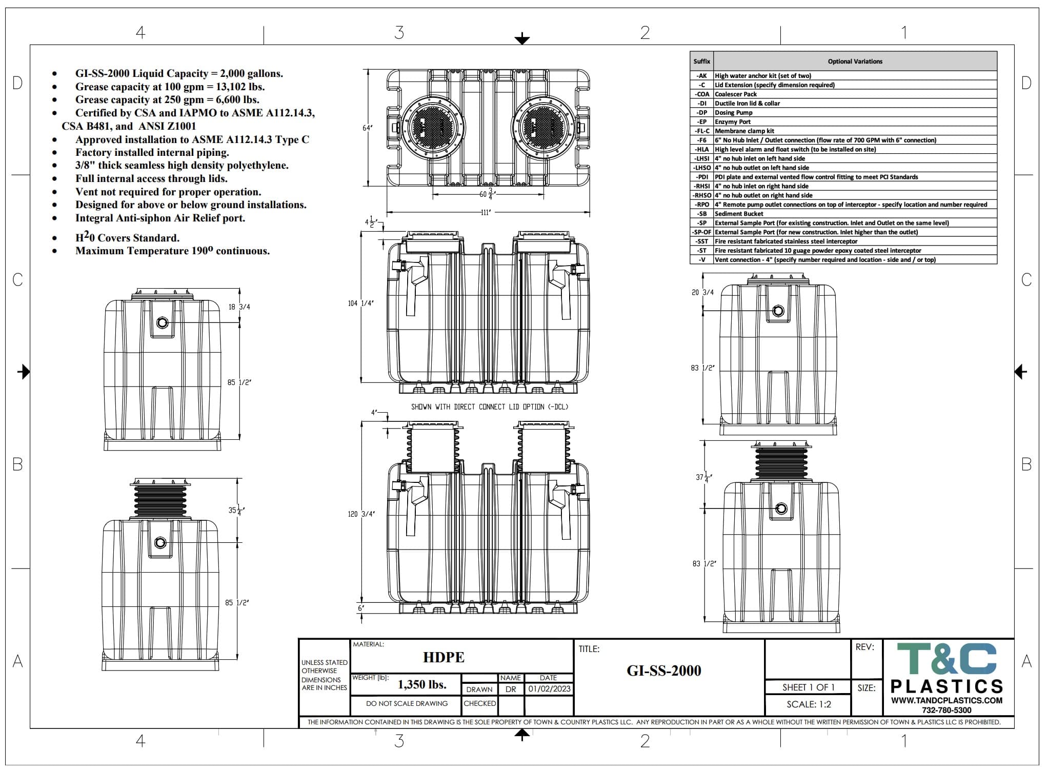 GI-SS-2000 Grease Interceptor