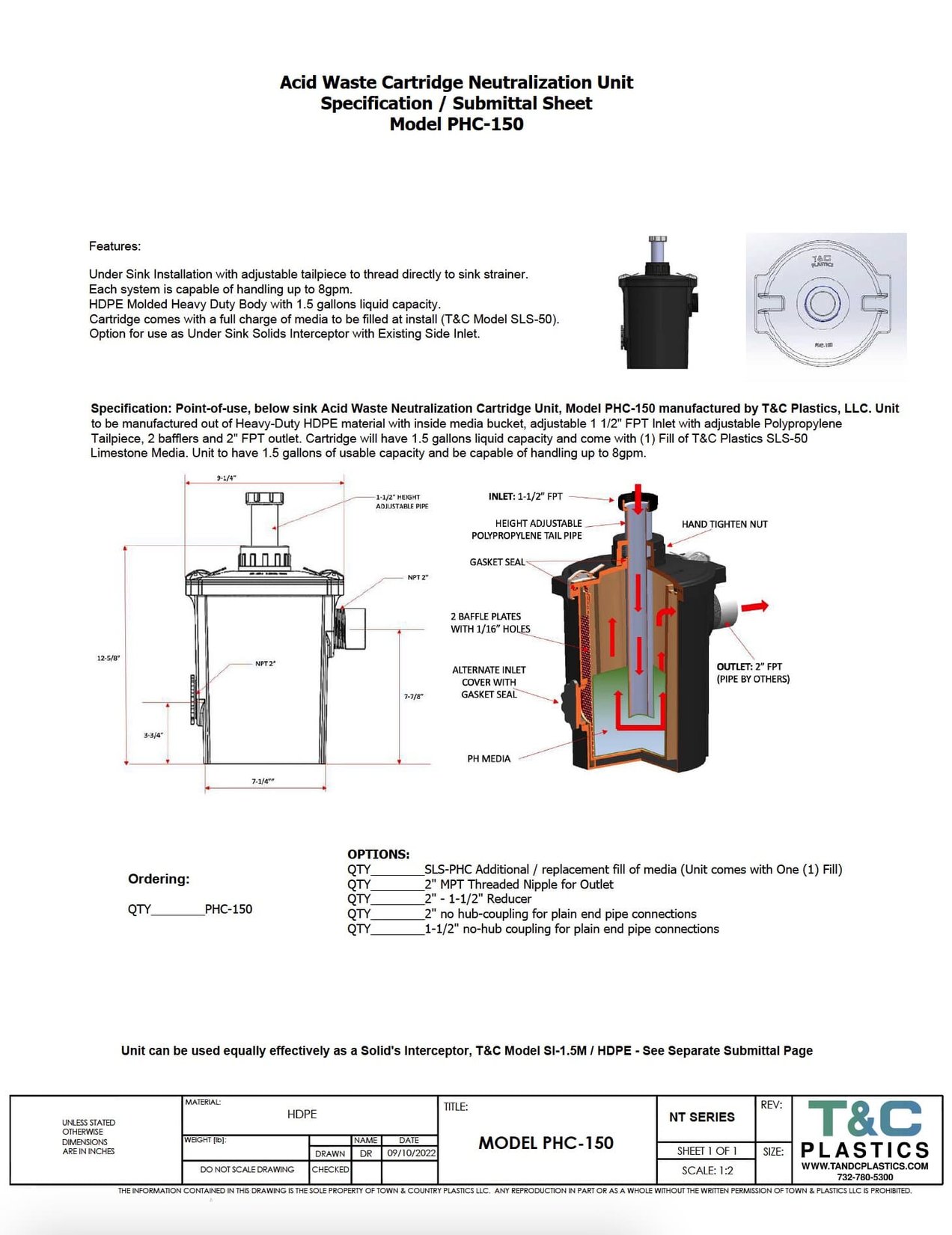 PHC-150 Acid Waste Cartridge Unit